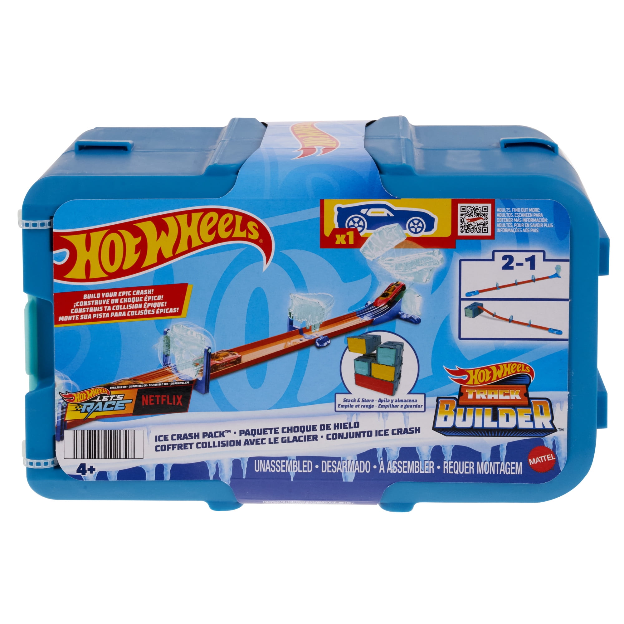 Hot Wheels Track Builder Ice Crash Playset with Toy Car, 10 Ice-Themed ...