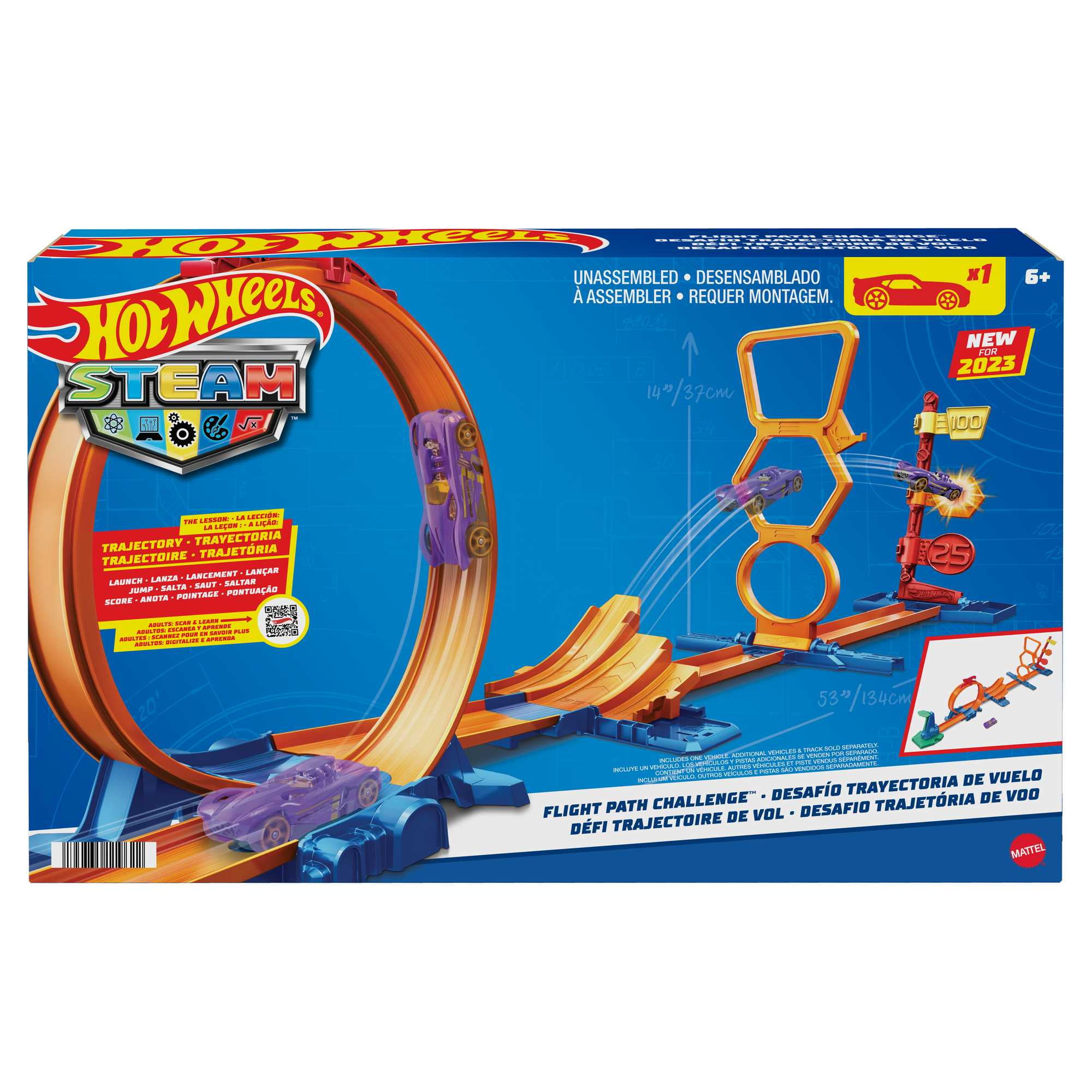 Hot Wheels Track Set with 1 Hot Wheels Car, STEAM Flight Path Challenge ...