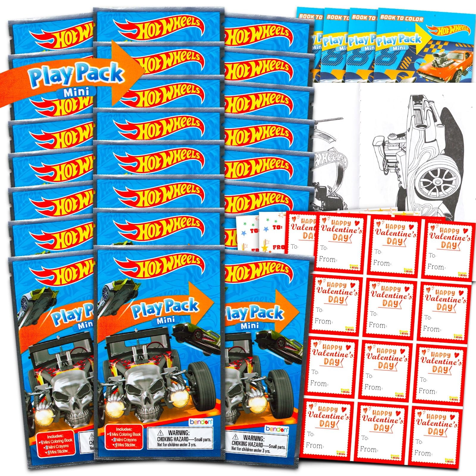 Hot Wheels Valentine's Day Classroom Gift Exchange Bundle - 24 Hot ...