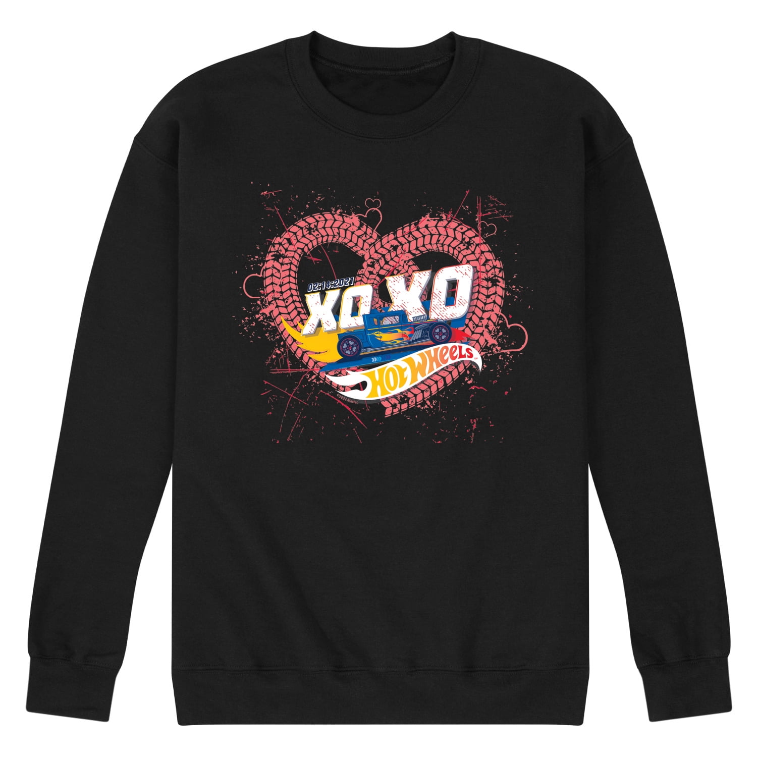 Hot Wheels - XOXO Heart - Men's Crew Neck Fleece Pullover - Walmart.com