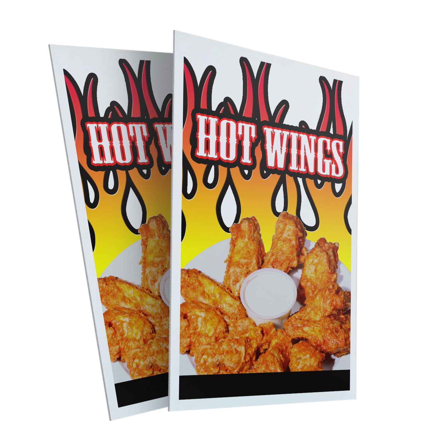 Hot Wings (2-PACK) 24" x 36" Plastic Signs | Sign Insert 4mm Corrugated ...