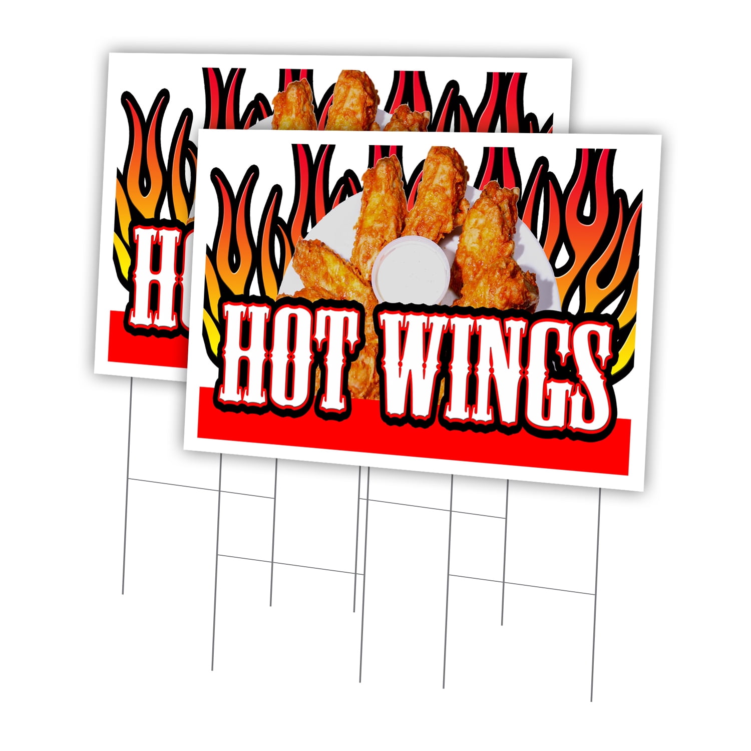 Hot Wings 2 Pack Of 24" x 36" Yard Sign & Stake | Advertise Your ...