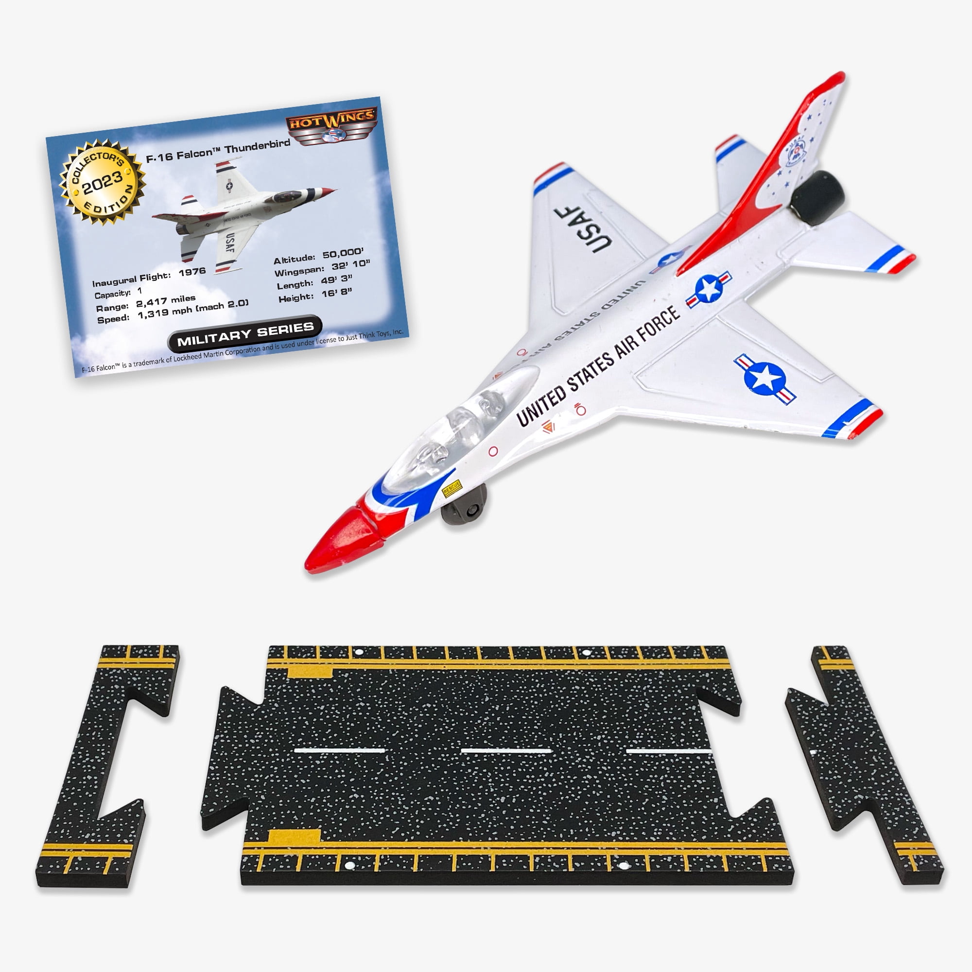 Hot Wings F-16 Thunderbird Die Cast Collectible Plane with Connectible ...