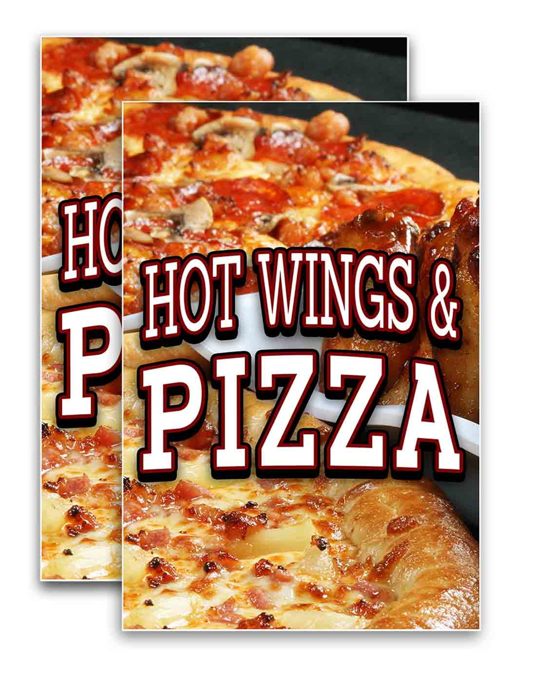 Hot Wings Pizza (24" X 36") Vinyl Decal Only (Pack of 2) |Sign|Sticker ...