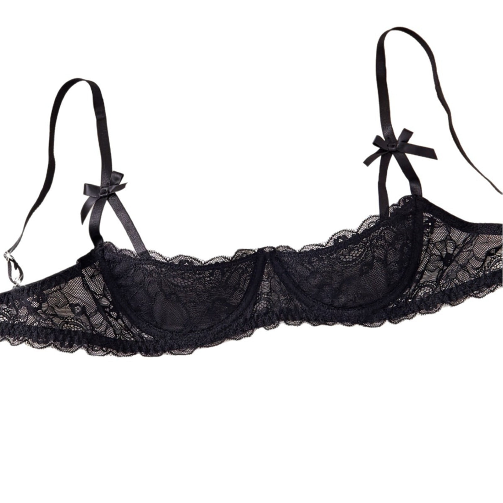 Hot Women's Lace Push Up Plus Size Bra Sheer Balconette Underwire Unlined Design for Home and ...