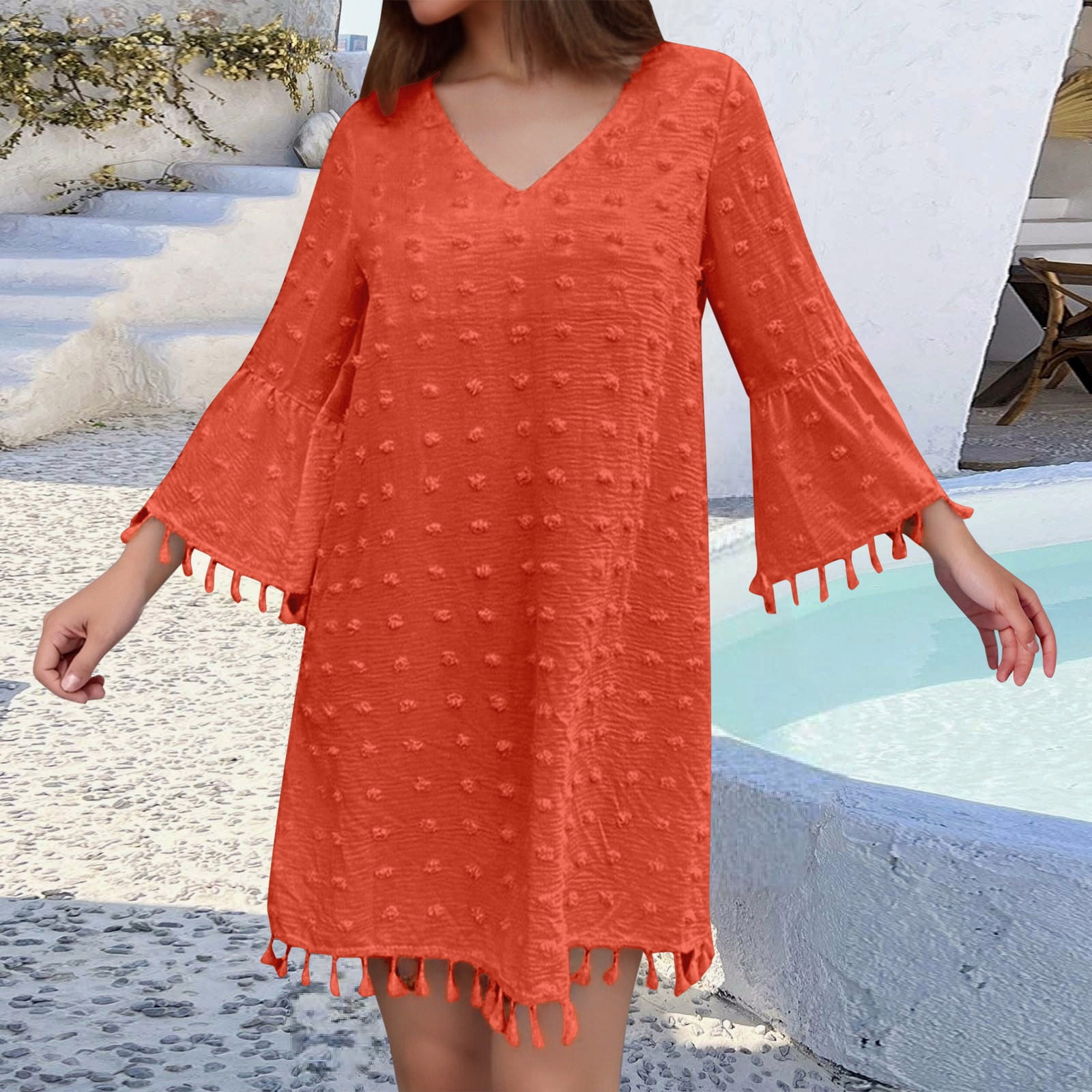 Hot Women's Summer Short Sleeve V Neck Mini Dress Chiffon Polka Dot ...