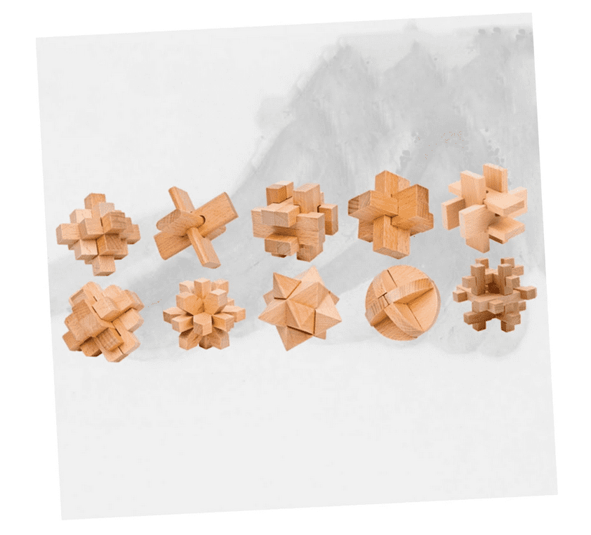 Hot!Wooden Brain Teaser Puzzles, Interlocking Games for IQ Test ...