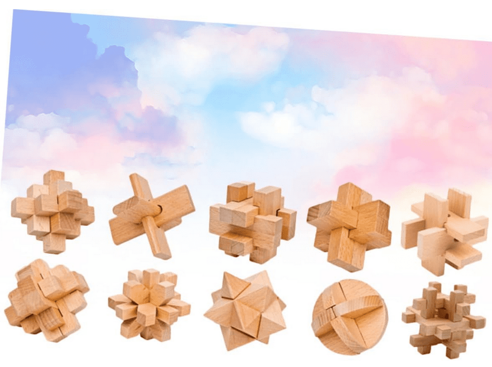 Hot!Wooden Brain Teaser Puzzles, Interlocking Games for IQ Test ...