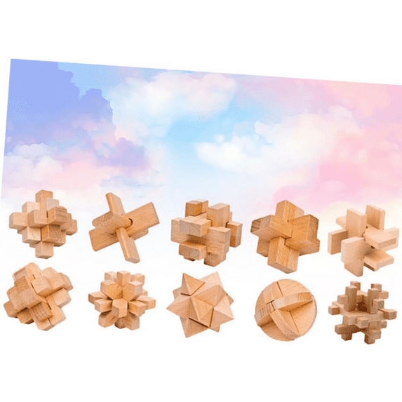 Hot!Wooden Brain Teaser Puzzles Small 3D Wooden Puzzles Wood Block ...
