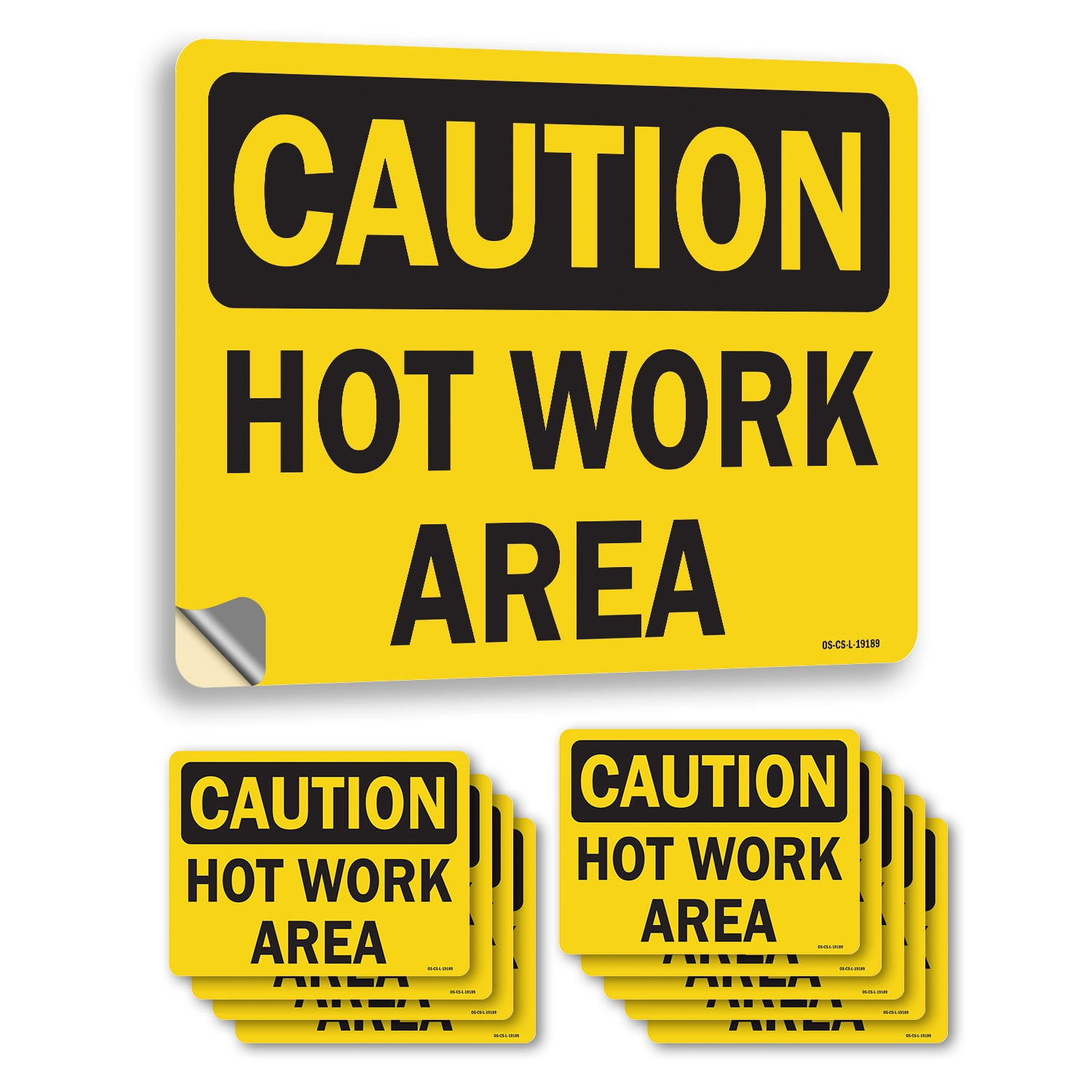 Hot Work Area OSHA Caution Vinyl Decal Label 24 Inch x 18 Inch - 10 ...