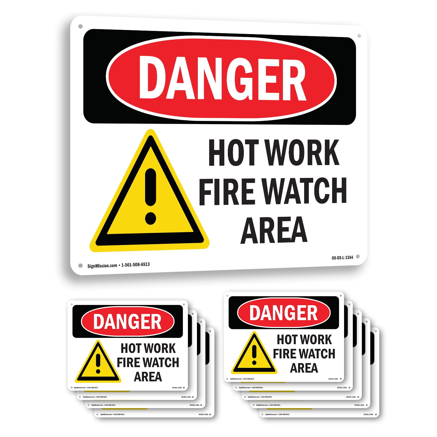 Hot Work Fire Watch Area OSHA Danger Aluminum Sign 18 Inch x 12 Inch ...