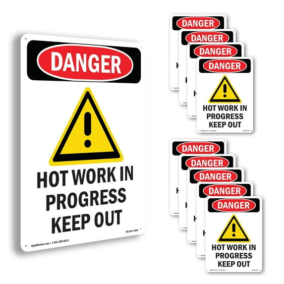 Hot Work In Progress Keep Out OSHA Danger Rigid Plastic Sign 24 Inch x ...