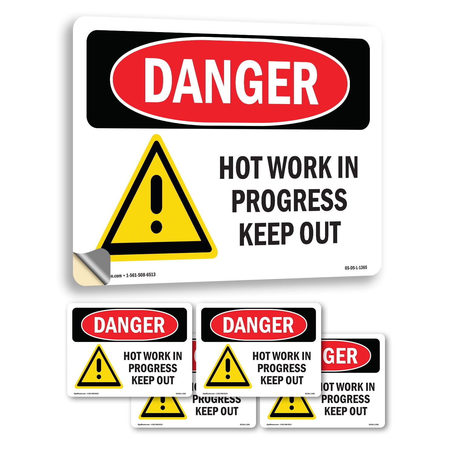 Hot Work In Progress Keep Out OSHA Danger Vinyl Decal Label 18 Inch x ...