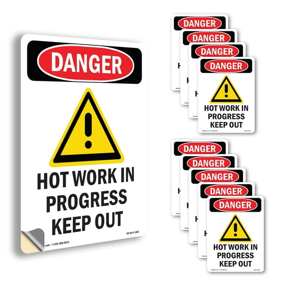Hot Work In Progress Keep Out OSHA Danger Vinyl Decal Label 5 Inch x 3. ...