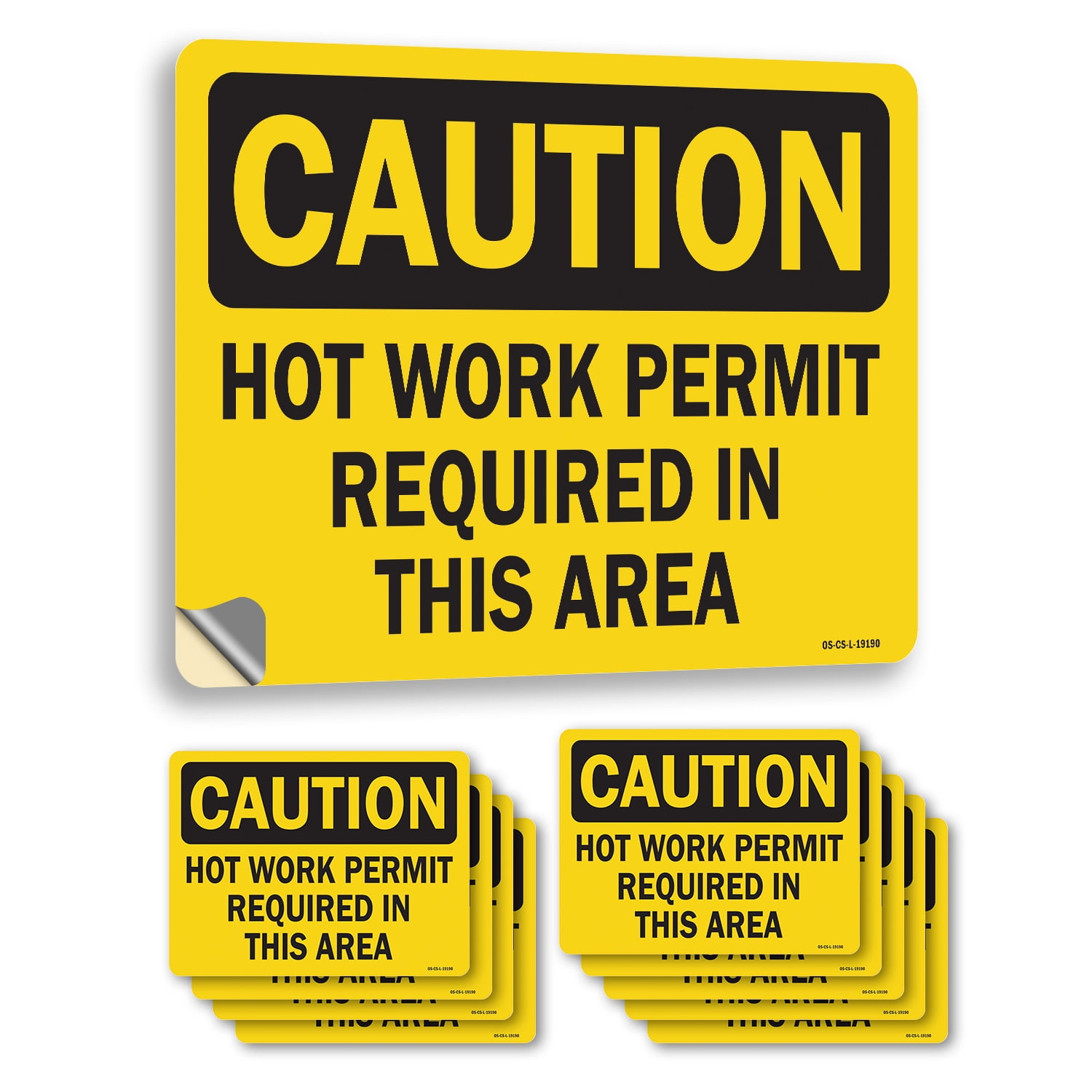 Hot Work Permit Required In This Area OSHA Caution Vinyl Decal Label 14 ...