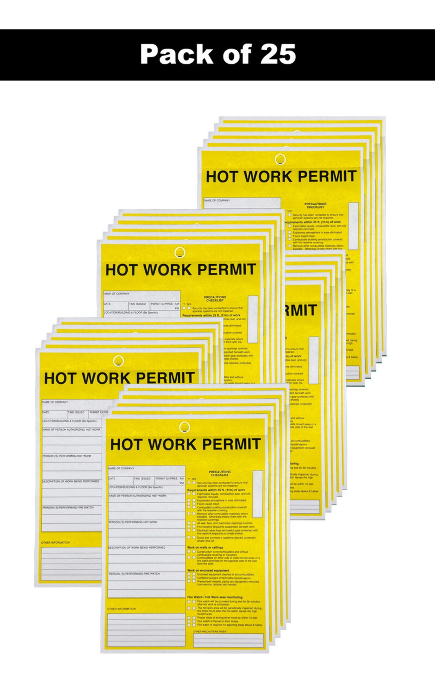 Hot Work Permit Two Part Carbonless Tag (25/per pack) - Walmart.com
