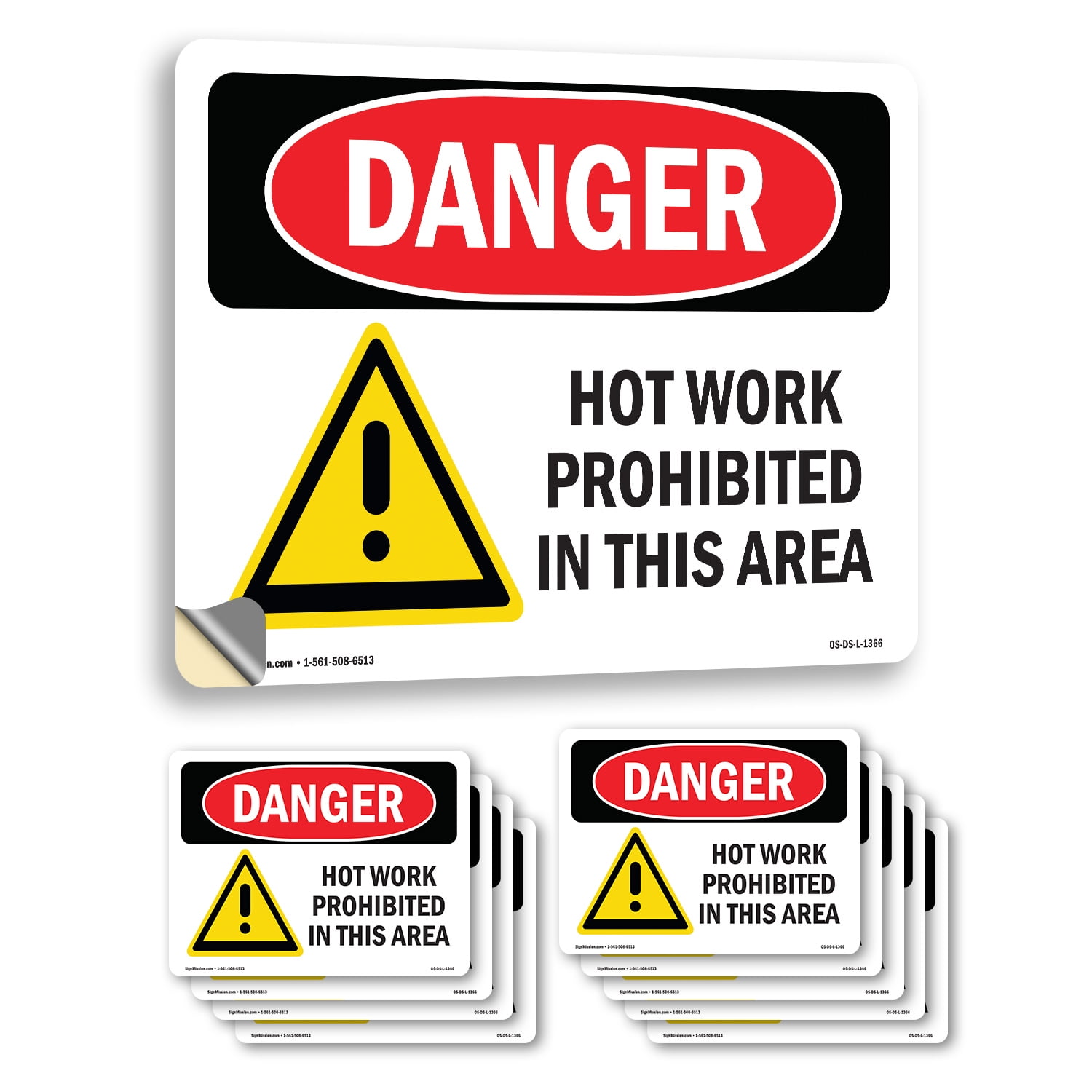 Hot Work Prohibited In This Area OSHA Danger Vinyl Decal Label 24 Inch ...