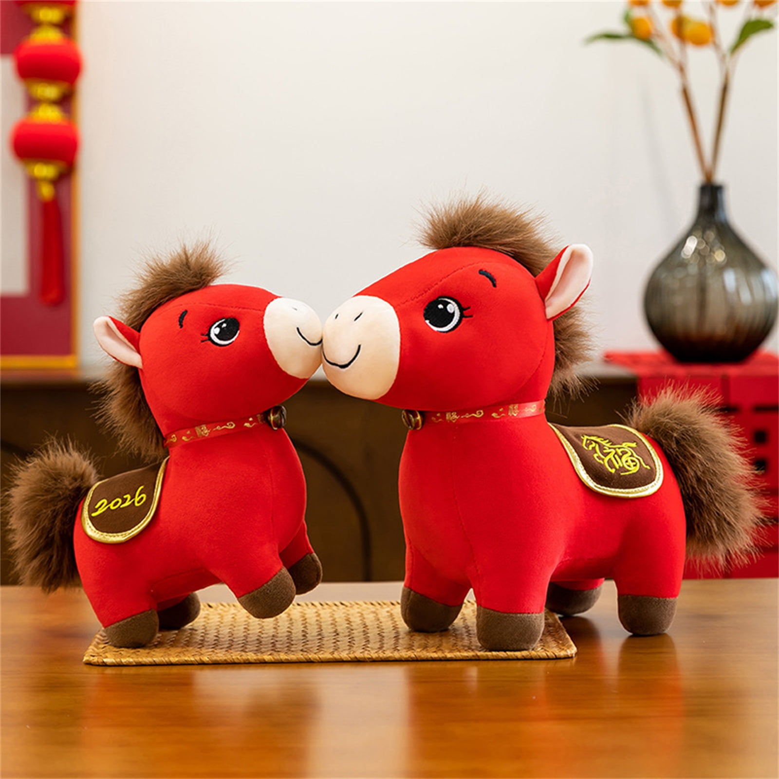 Hot!Year of The Horse Plush Toy, 1 Count, 18 Inch, Red Festive Stuffed ...