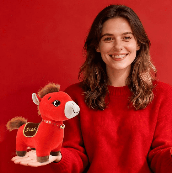 Hot!Year of The Horse Plush Toy, 1 Count, 18 Inch, Red Festive Stuffed ...