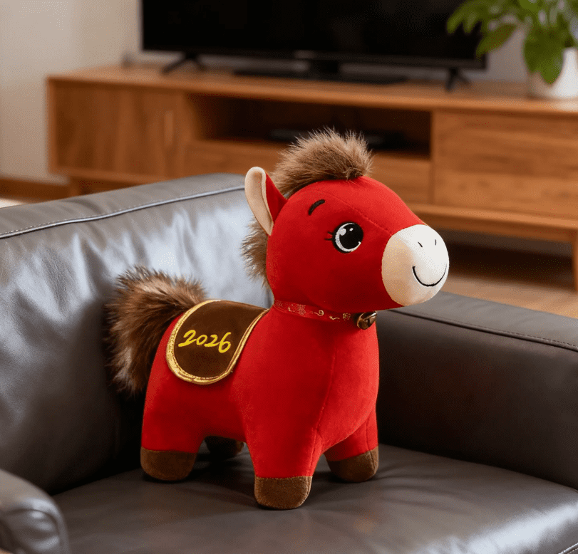 Hot!Year of The Horse Plush Toy, 1 Count, 18 Inch, Red Festive Stuffed ...