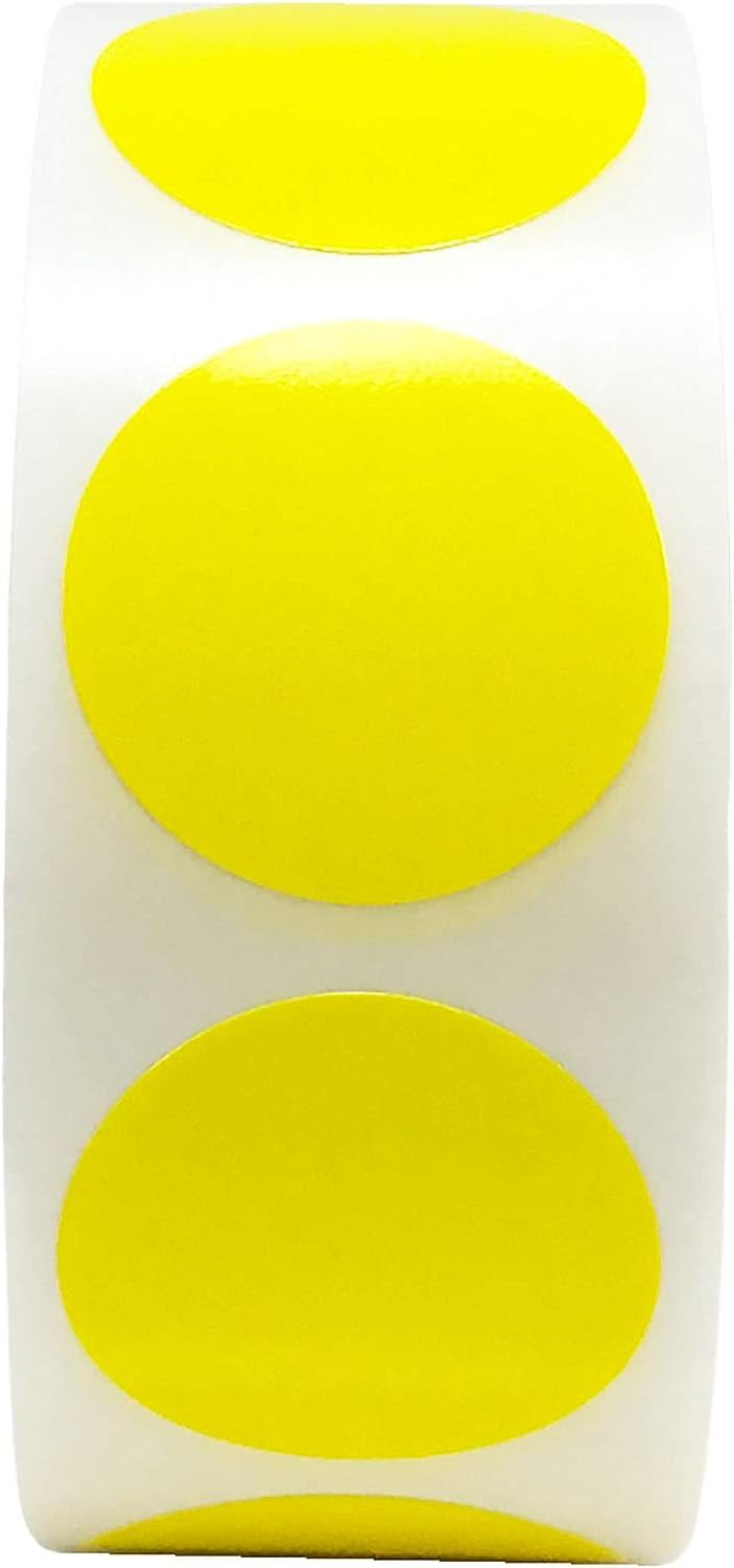Hot Yellow Color Code Labels 0.75 Inch 19 mm Round 500 Count - Walmart.com