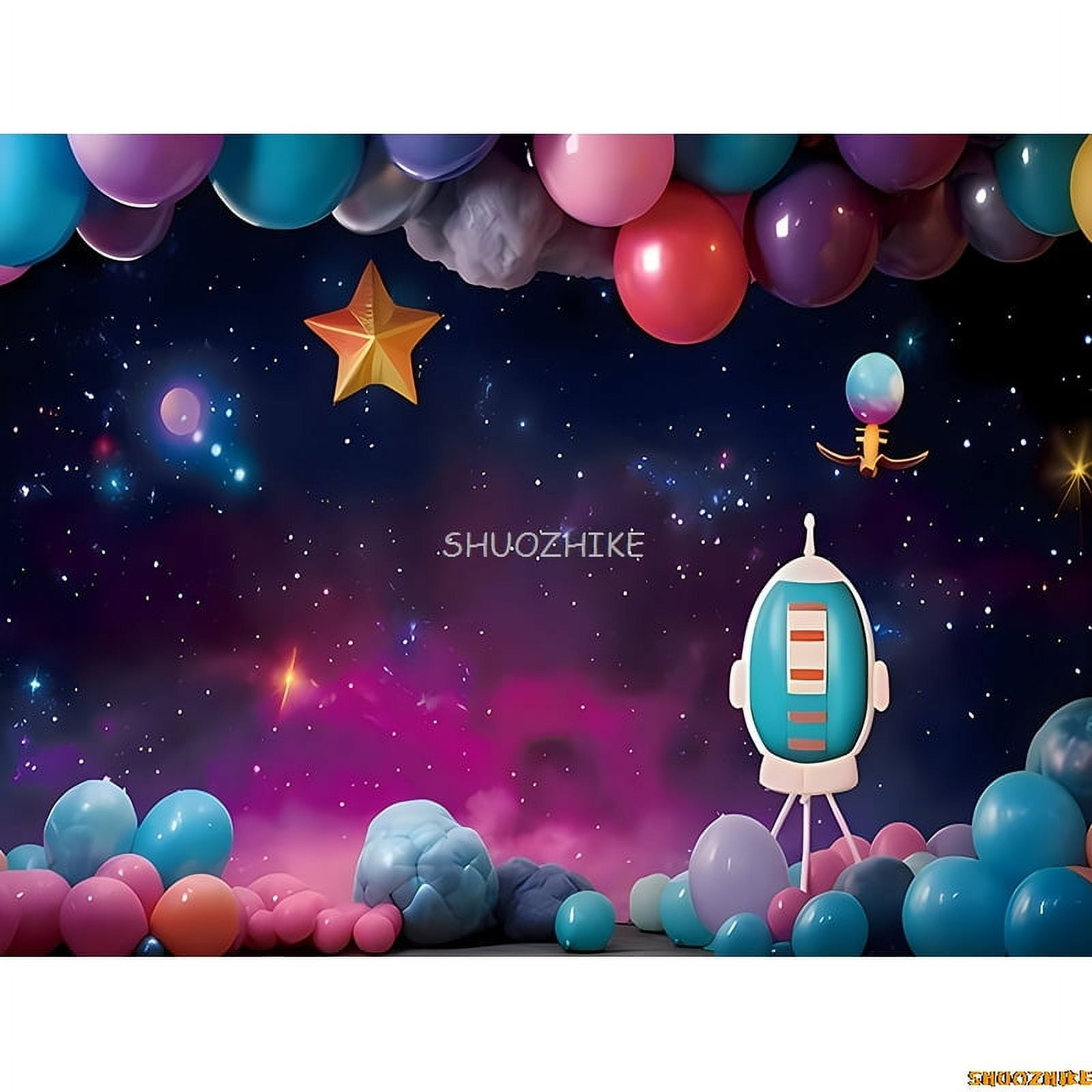 Hot air Balloon And Clouds Happy Birthday Indoor Photography Background ...