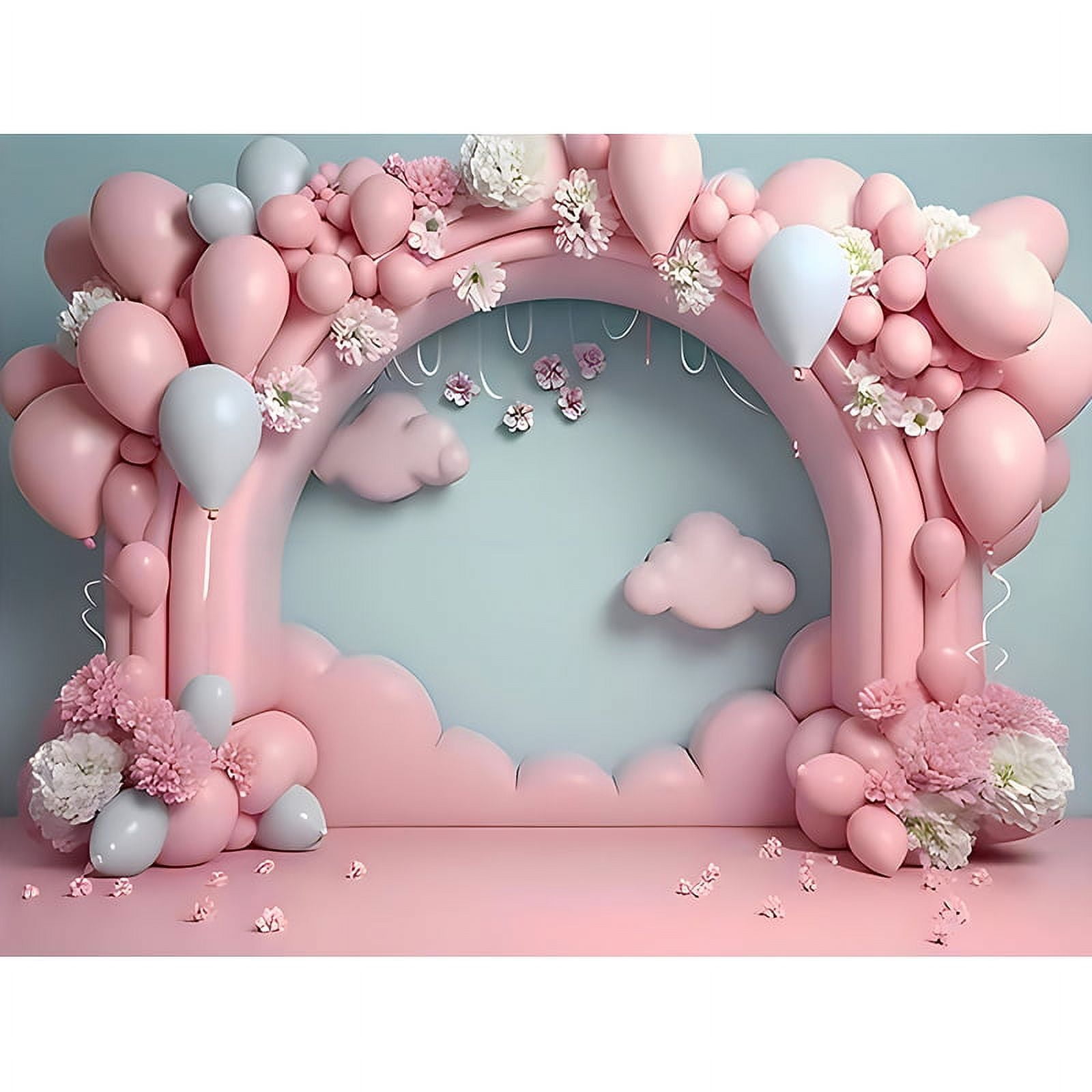 Hot air Balloon And Clouds Happy Birthday Indoor Photography Background ...