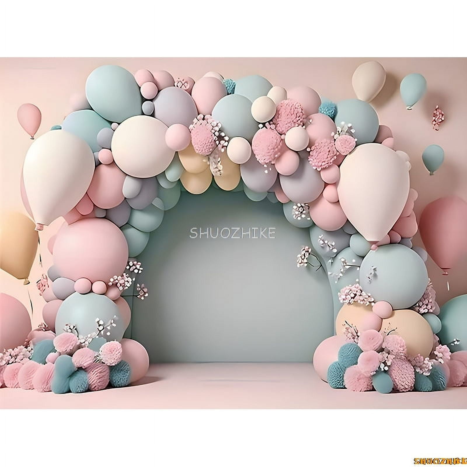 Hot air Balloon And Clouds Happy Birthday Indoor Photography Background ...