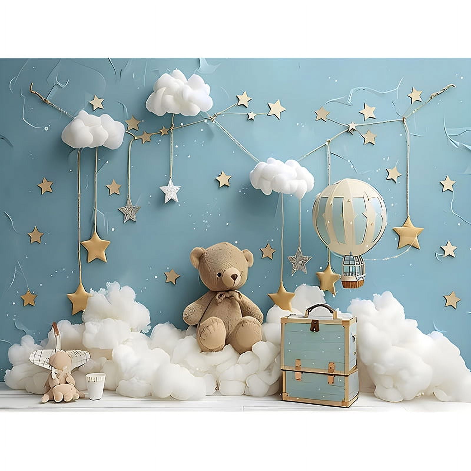Hot air Balloon And Clouds Happy Birthday Indoor Photography Background ...