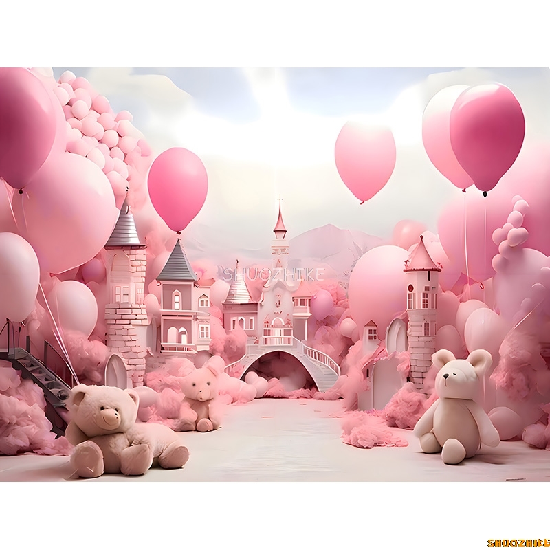 Hot air Balloon And Clouds Happy Birthday Indoor Photography Background ...
