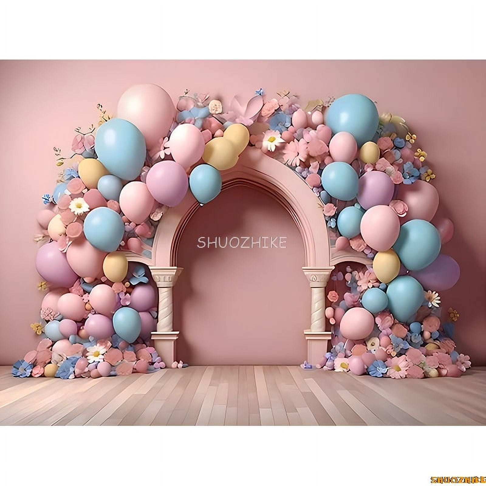 Hot air Balloon And Clouds Happy Birthday Photography Background ...