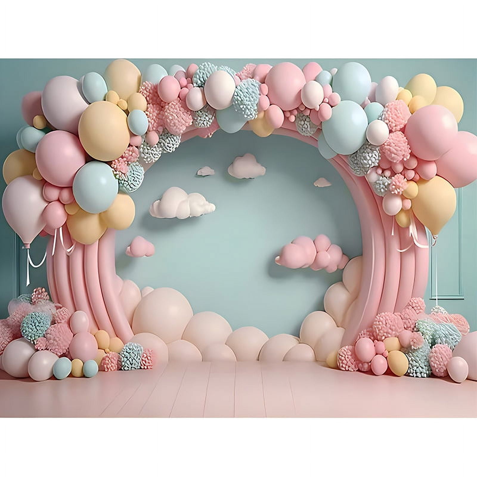 Hot air Balloon And Clouds Happy Birthday Photography Background ...