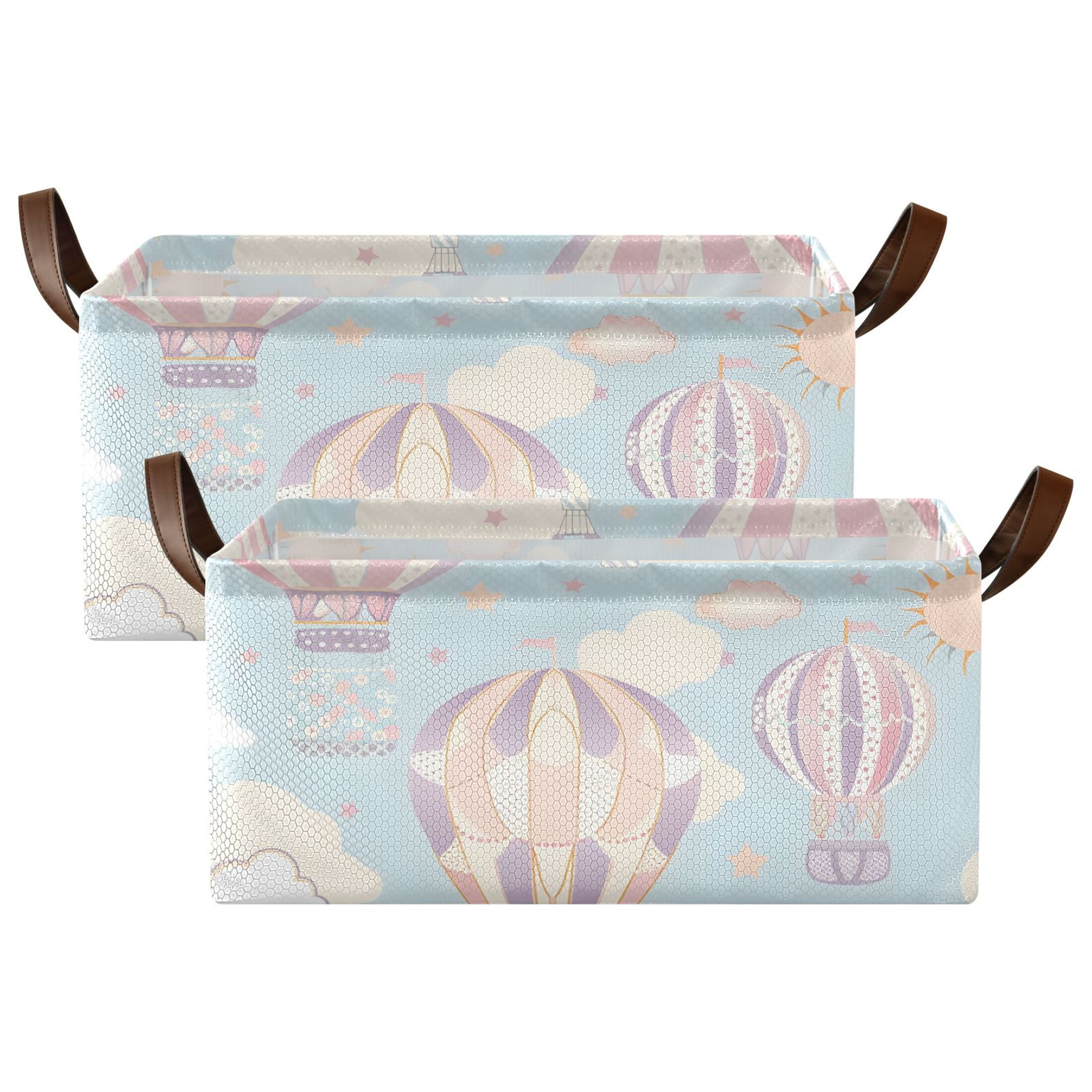 Hot-air Balloon Flying 2 Pcs Collapsible Storage Bins Fabric Shelf ...