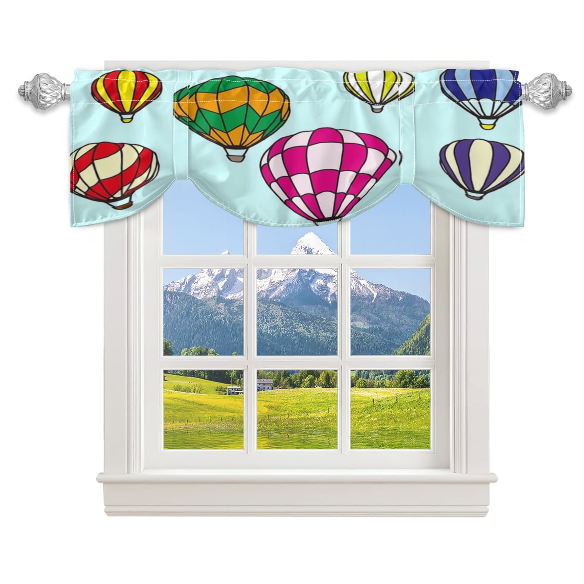 Hot air balloons Short Window Curtain Adjustable Tie Up Valance for ...