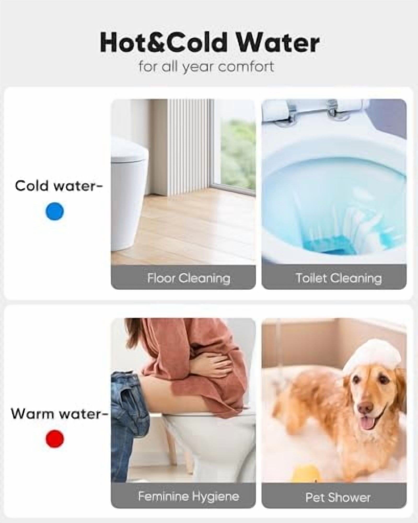 Hot and Cold Handheld Bidet Sprayer for Toilet, Warm Water Bidet with ...