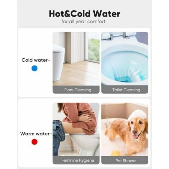 Hot and Cold Handheld Bidet Sprayer for Toilet, Warm Water Bidet with ...