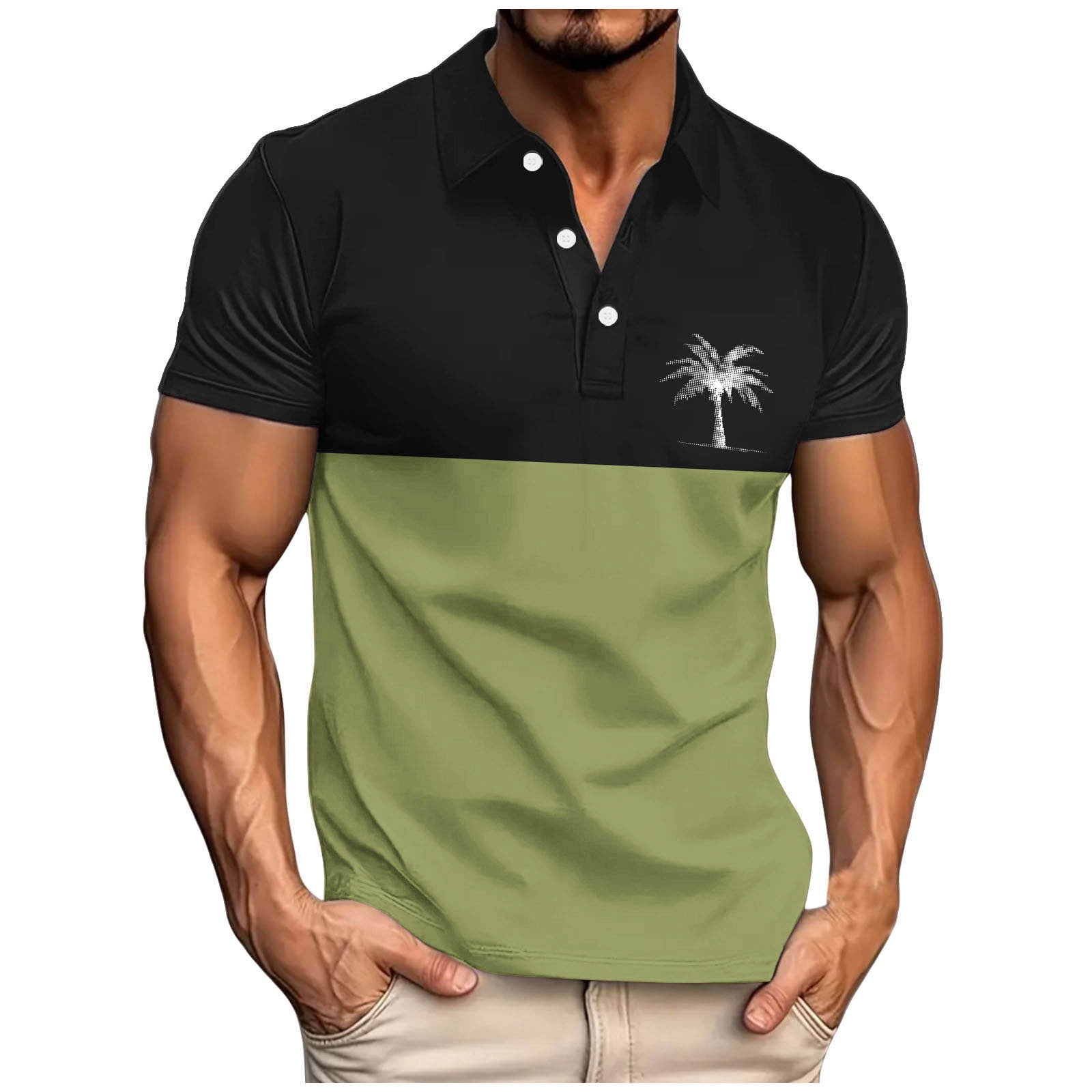 Hot days, bold styles SSAAVKUY Polo Shirts for Men Casual Business Fashion Color Block Polo ...