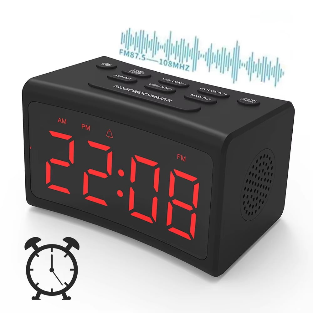 Hot desk bedroom large alarm clock Led digital clock display with FM ...