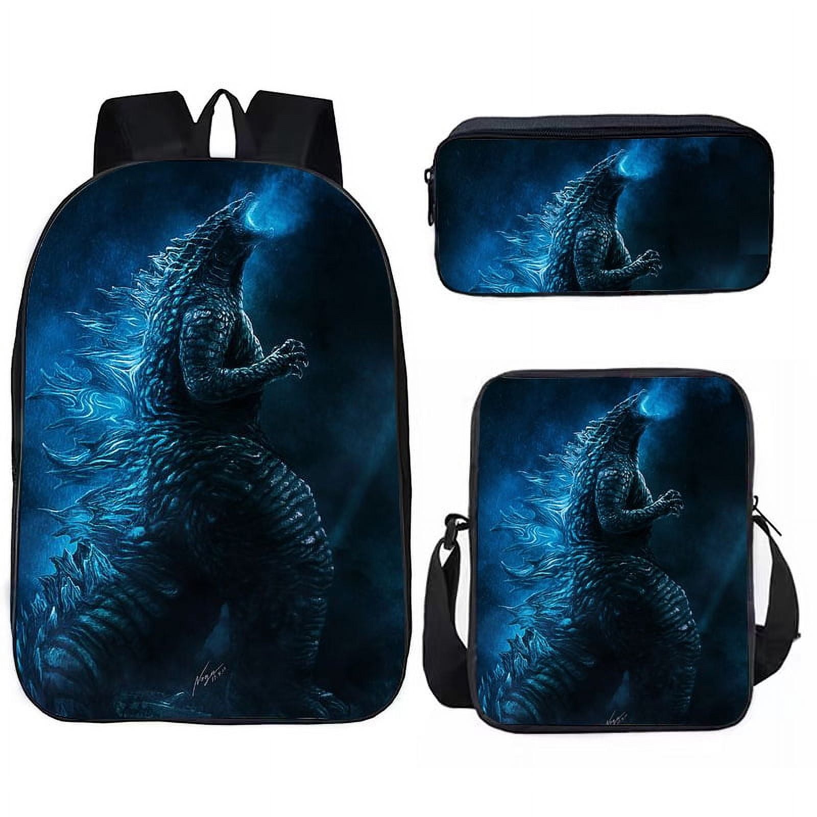 Hot new Godzilla school bag + pen bag + satchel three sets, children ...