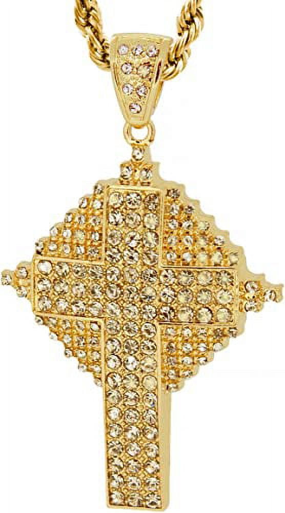 Hot new Gold Tone The Cross Crosslet Men's Pendant with 30" Rope Chain ...