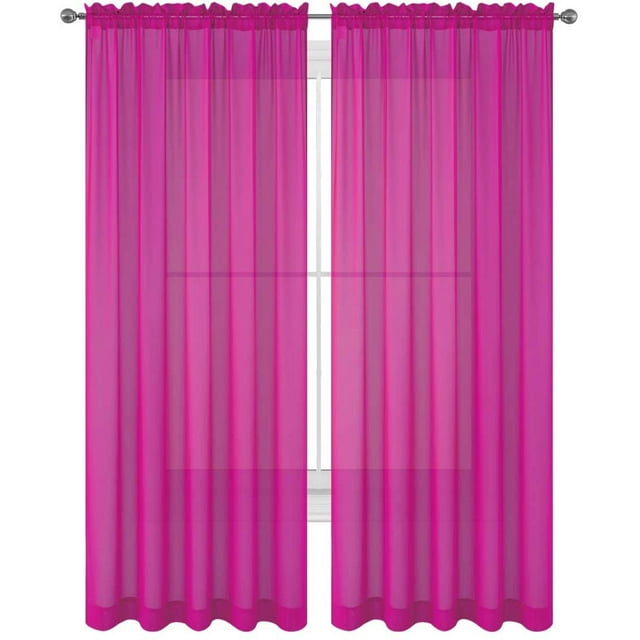 Hot pink Drape/Panels/Scarves/Treatment Beautiful Sheer Voile Window ...