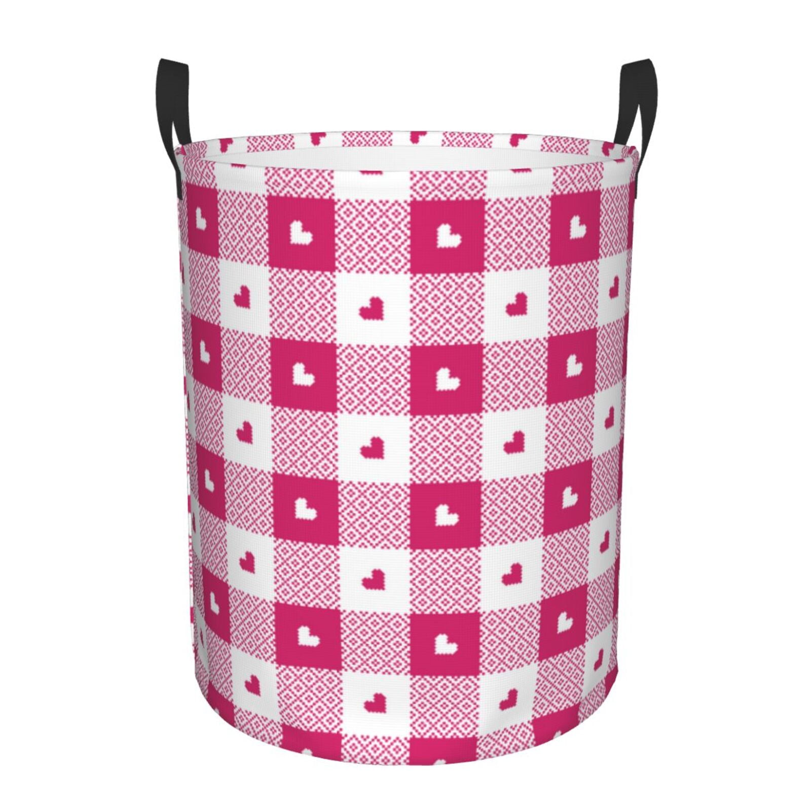 Hot pink plaid heart Laundry Basket, Laundry Hamper Waterproof Laundry ...