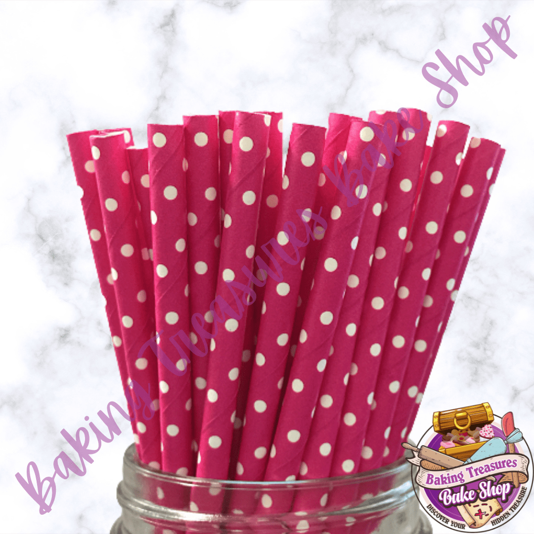Hot pink w/ polka dot Paper Straws* - Walmart.com