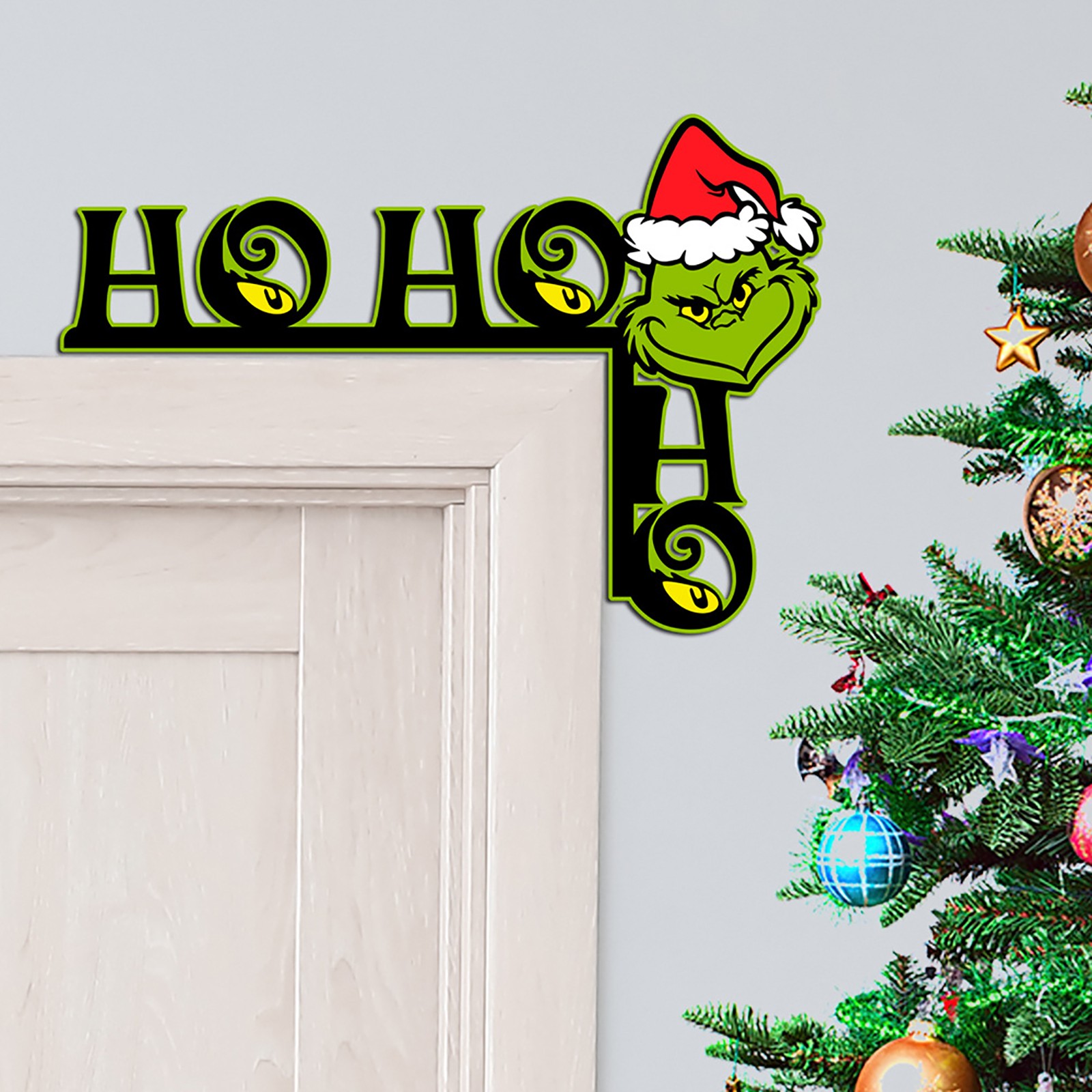 Hot sale! Grinch Christmas Door Corner Stickers SantaClaus ElkGrinch ...