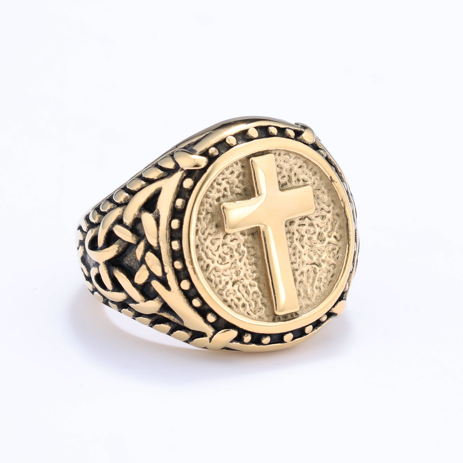 Hot sale Men's 14K Yellow Gold Christian Holy Cross Ring Hand of God - Walmart.com