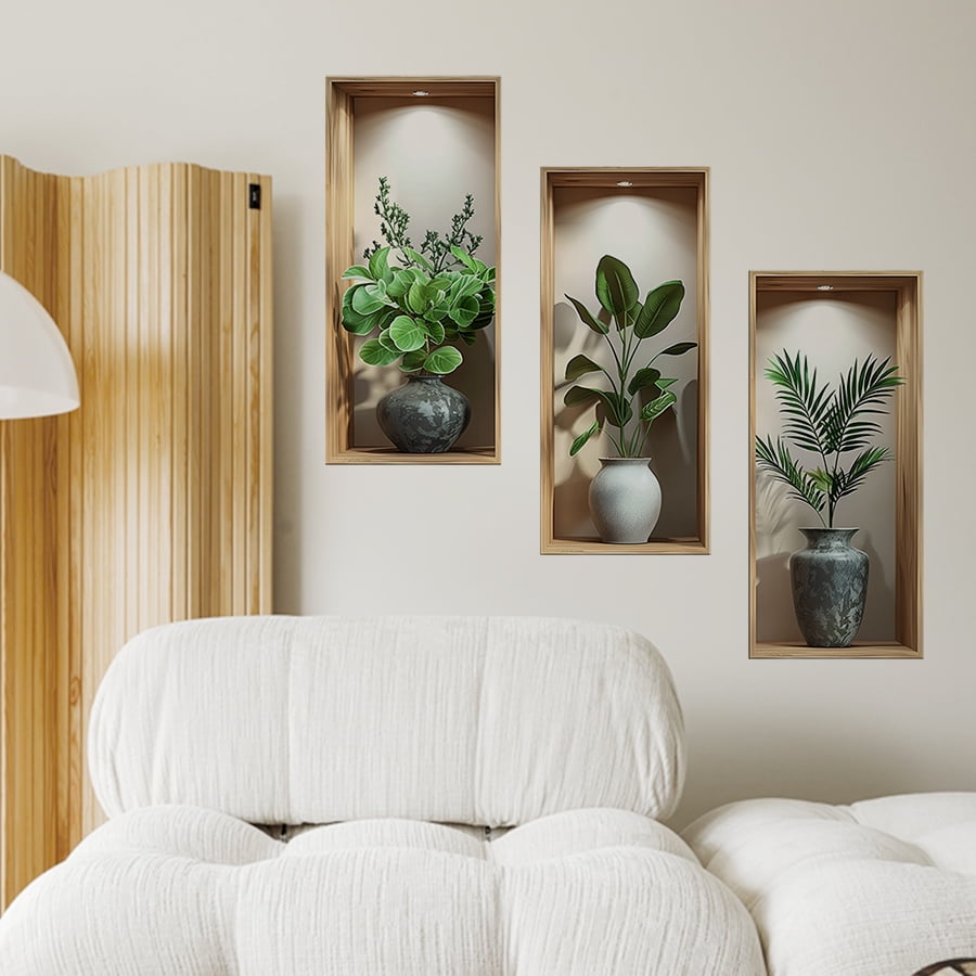 Hot selling simulation plant 3D wall sticker, photo frame wallpaper ...