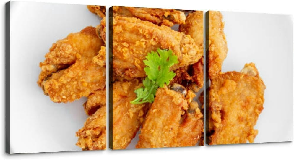 Hot and spicy boneless fried chicken 3 Piece Canvas Wall Art for Living ...