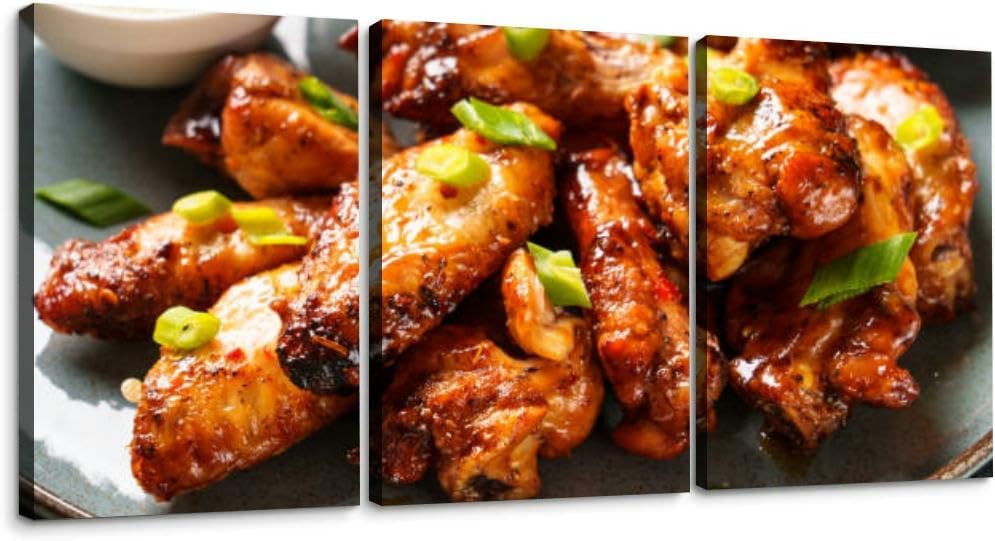 Hot and spicy boneless fried chicken 3 Piece Canvas Wall Art for Living ...