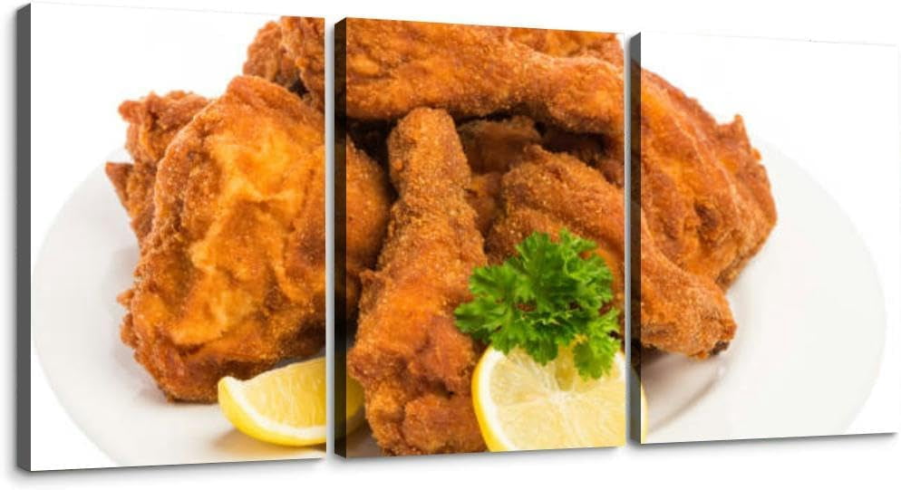 Hot and spicy boneless fried chicken 3 Piece Canvas Wall Art for Living ...