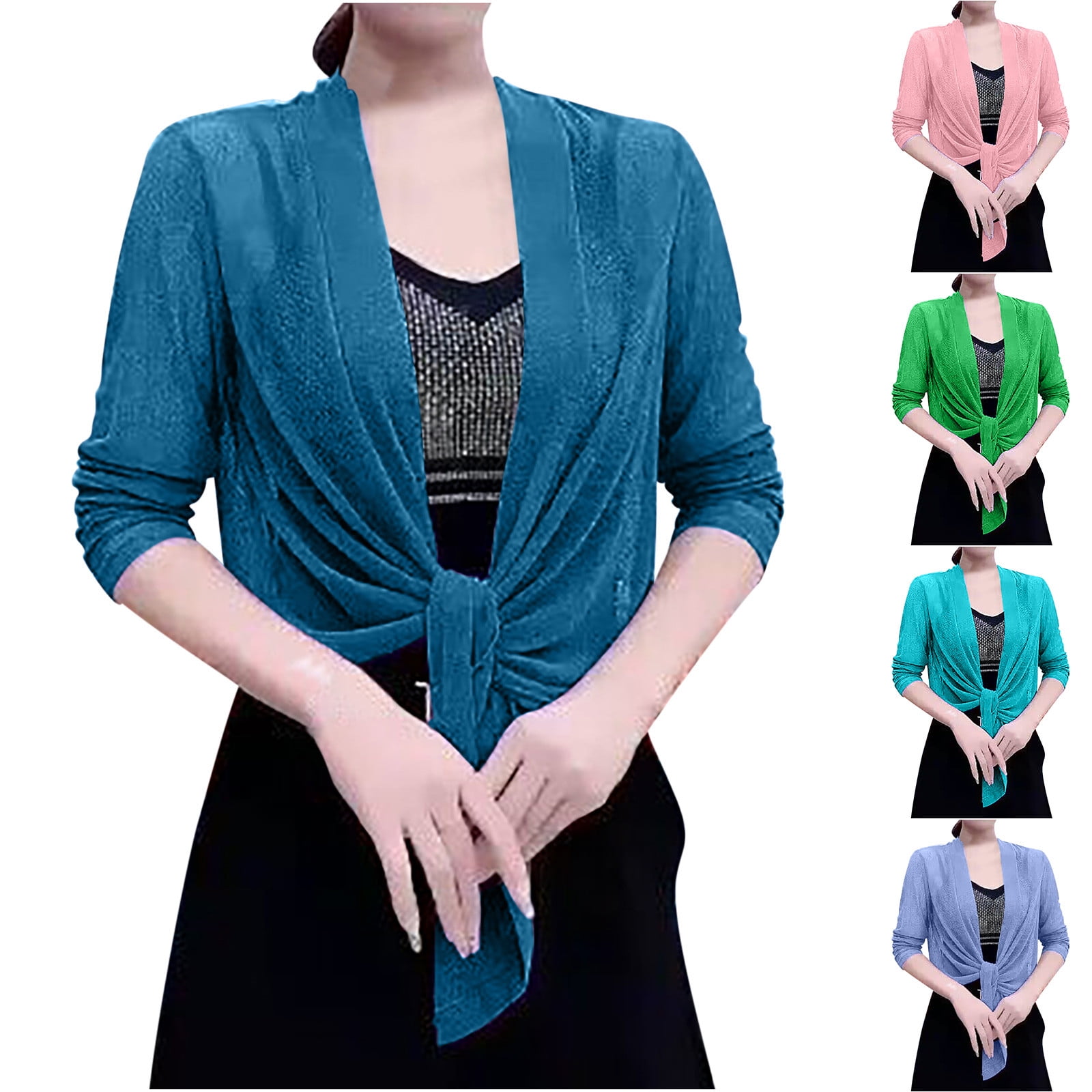 Hot6sl Clearance Cardigans Women Soft Chiffon Open Front Sheer Short ...